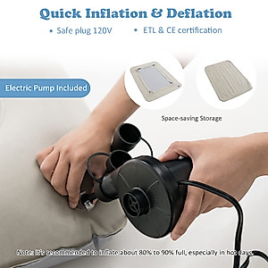 Costzon Toddler Travel Bed, Portable Toddler Bed with Detachable 2 Sided Air Mattress, Electric Pump, Storage Bag, Inflatable Blow Up Kids Bed, Perfect for Boys Girls Travel, Camping, Sleeping (Gray)