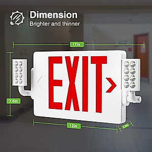 FREELICHT 6 Pack LED Double-Sided Exit Sign with Emergency Lights,Adjustable LED Emergency Exit Lights with Battery Backup，Exit Sign for Business，Hard Wired，UL Certified，AC 120/277V，