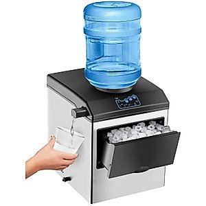 KOTEK 2 in 1 Countertop Ice Maker Machine with Water Cooler Dispenser Combo, 48LBS/24H, S-M-L 3 Sizes Bullet Ice, Fast 6 Mins, 5LBS Ice Storage Basket, 2 Ways to Add Water with Ice Scoop