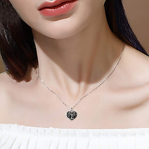 ONEFINITY Sterling Silver Tree of Life Cremation Urn Necklaces for Ashes Heart Memory Jewelry for Women Men Gift