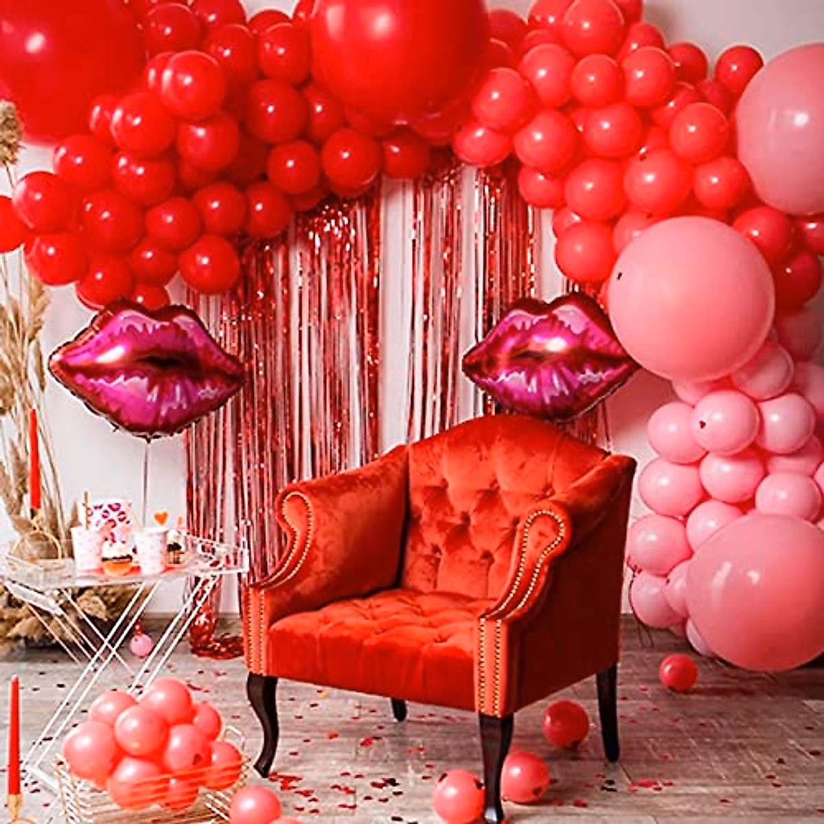 PartyWoo Red Balloons 50 pcs and Crepe Paper Streamers 6 Rolls