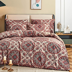 Tache Duvet Cover King Size Paisley Bohemian Boho Chic Medallion Mandala Boteh Reversible Duvet Cover, King