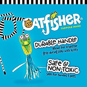 FAT CAT Interactive Cat Toys - Tadpole Cat Wand Stuffed with 100% Organic Catnip