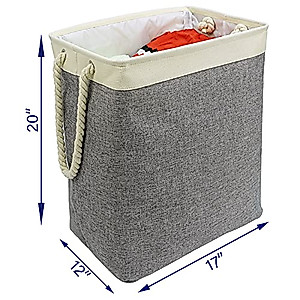 Casaphoria 75L Laundry Hamper with Support Rods and Rope Handles, ,Freestanding Rectangular Fabric Storage Basket Large Cube Organizer,Collapsible Dirty Clothes Canvas Hampers