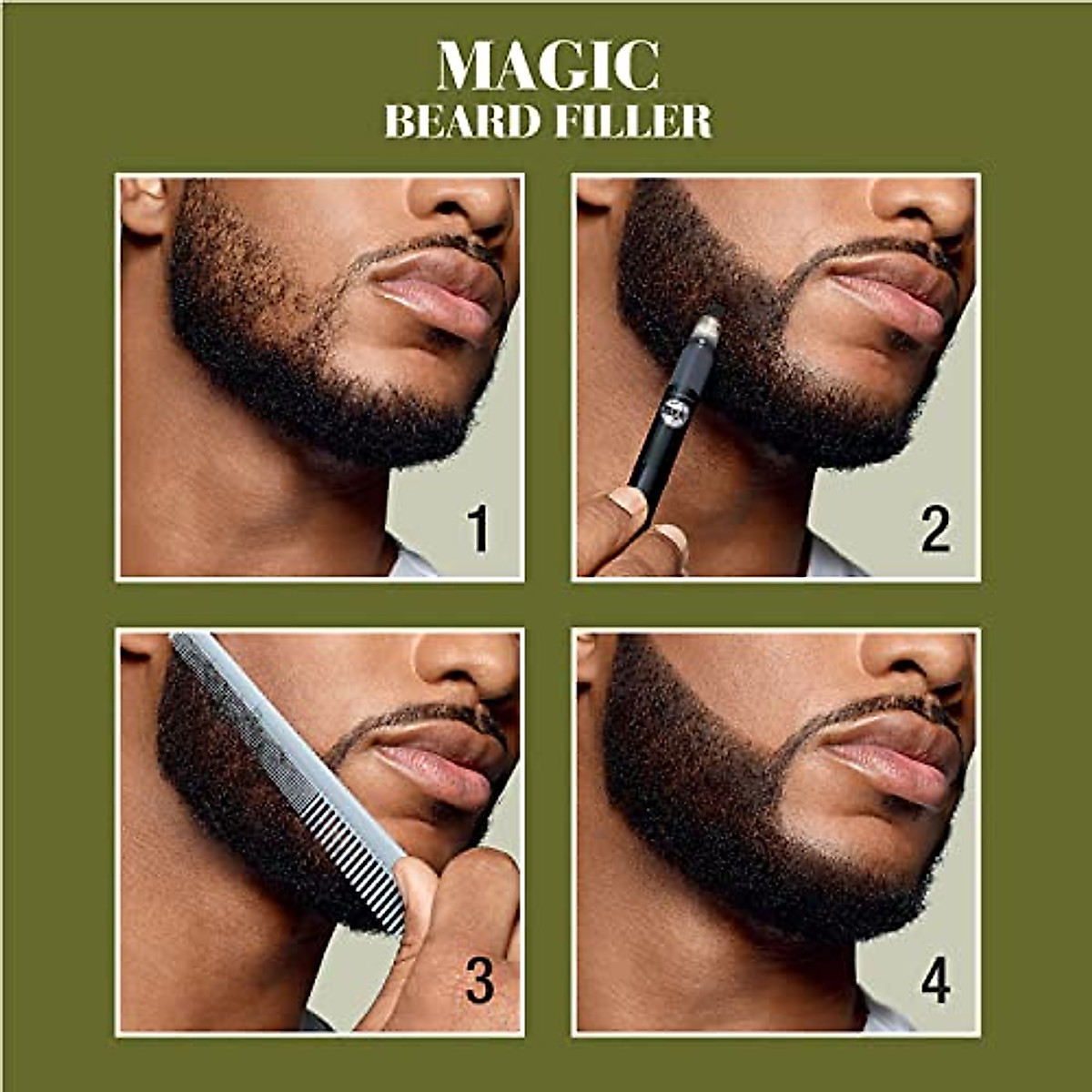 SoftSheen-Carson Magic Grooming Beard Filler Pencil Brush for Men, Waterproof, Fill in Patchy Beard & Cover Greys, Natural Black Shade, Black, 0.05 Fl Oz