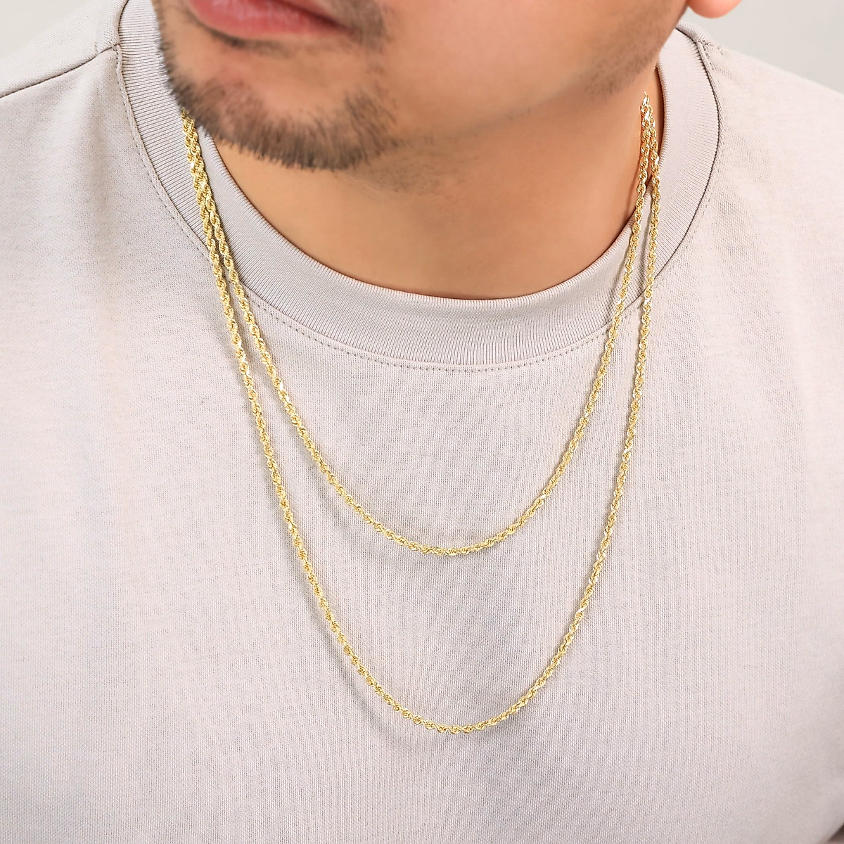 Nuragold 14k Yellow Gold 2.5mm Rope Chain Diamond Cut Necklace, Mens Womens Jewelry 16" 18" 20" 22" 24" 26" 28" 30"