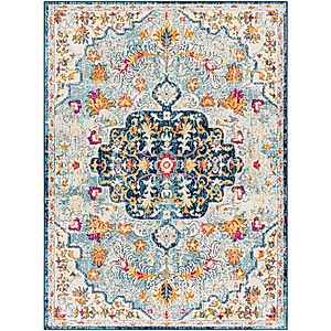 Livabliss Carldale Vintage Medallion Area Rug,5'3" x 7'1",Light Blue