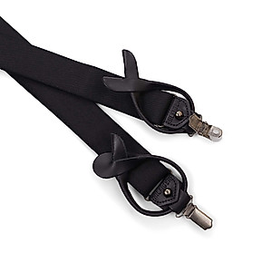 Tommy Hilfiger mens 32mm With Convertible Clip, Button and Strap apparel suspenders, Black, One Size US