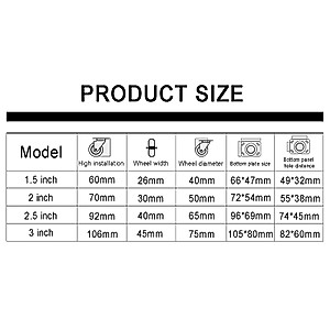 Industrial, Swivel with Brakes, 1.5" Silent Caster Kit,for Trolleys,s,Furniture (Color : B, Size : 1.5inch)