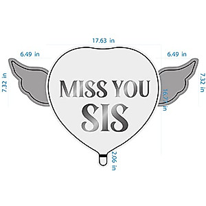 Miss You Sis Heavenly Balloons heart shaped with angel wings (Purple)