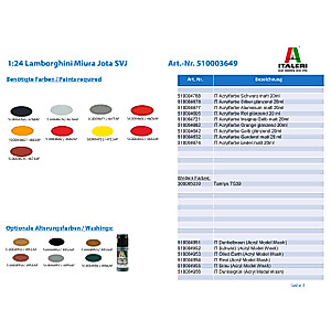 Italeri 3649 Model Plastic to Assemble Car Lamborghini Miura Jota Svj- Model Kit Scale 1:24