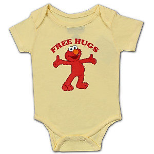 Sesame Street Baby Boy Elmo 3 Pack Short Sleeve Baby Bodysuit – White/Grey/Red