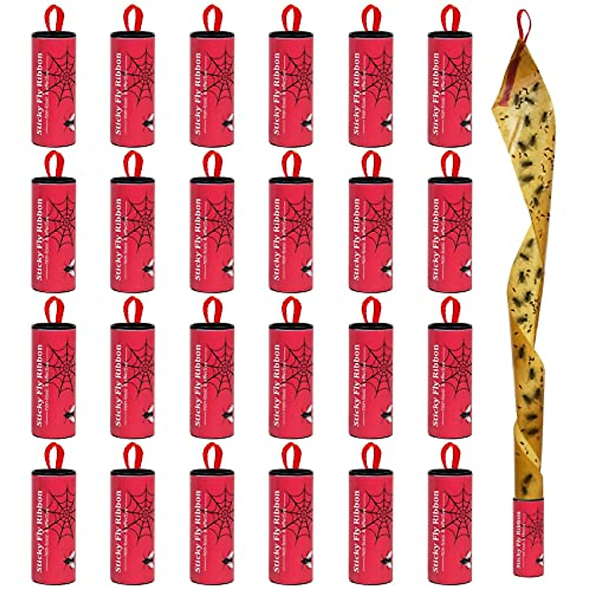 24 Pack Fly Strips, Fly Tape Paper Fly Traps Fly Ribbon Hanging, Fruit Sticky Fly Traps Fly Catcher for Indoors Outdoors