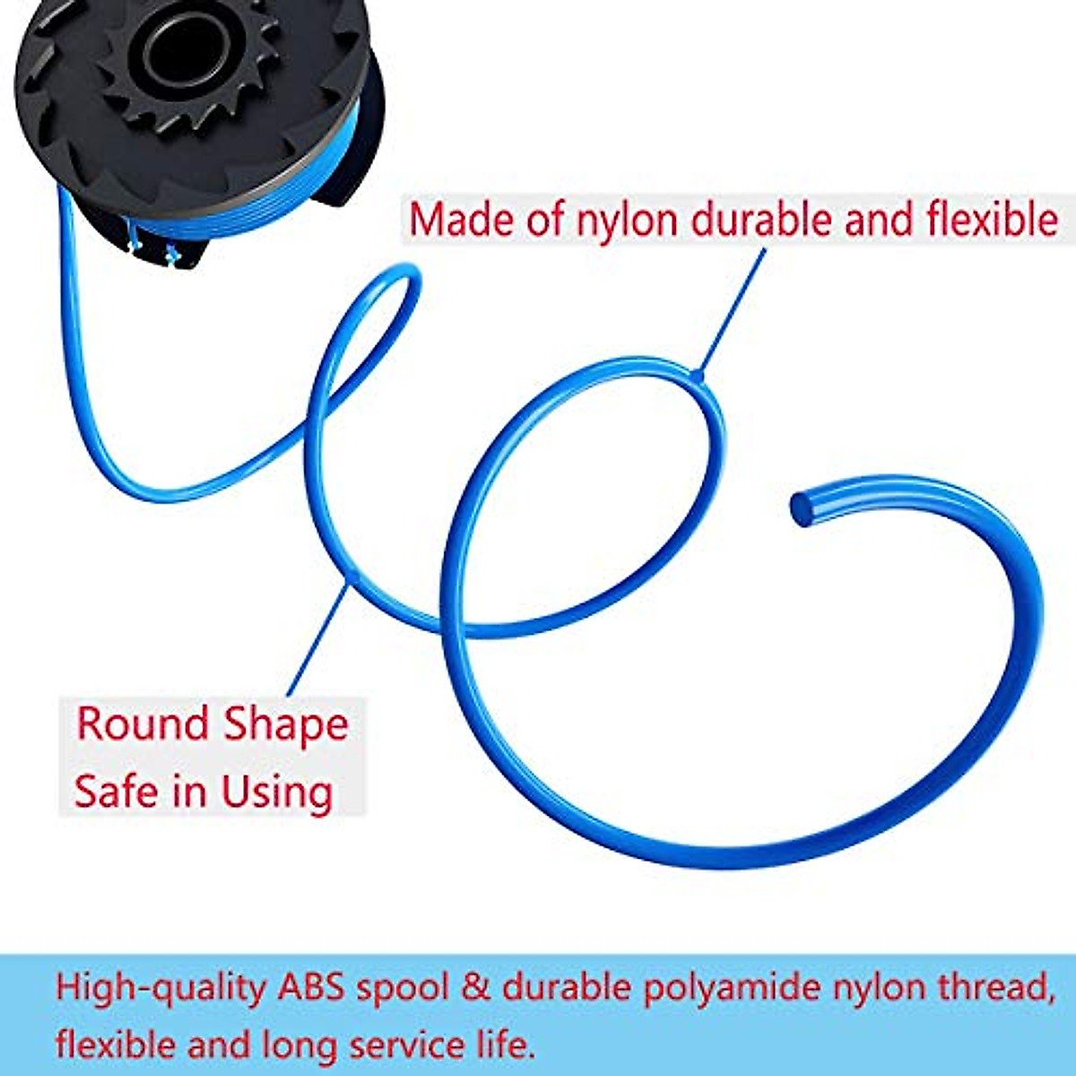 LIYYOO 29092 Replacement Trimmer Spool Line Compatible with Weed Eater String 24V and 40V Trimmer, Cordless Edger Spool Refills Parts(8 Spools, 2 Cap)
