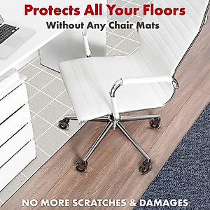 Professional Office Chair Caster Wheels GIFT SET of 5 - PROTECT ALL YOUR FLOORS - 3'' Heavy Duty Replacement Rubber Desk Chair Casters - Best Protection for Your Hardwood Floors