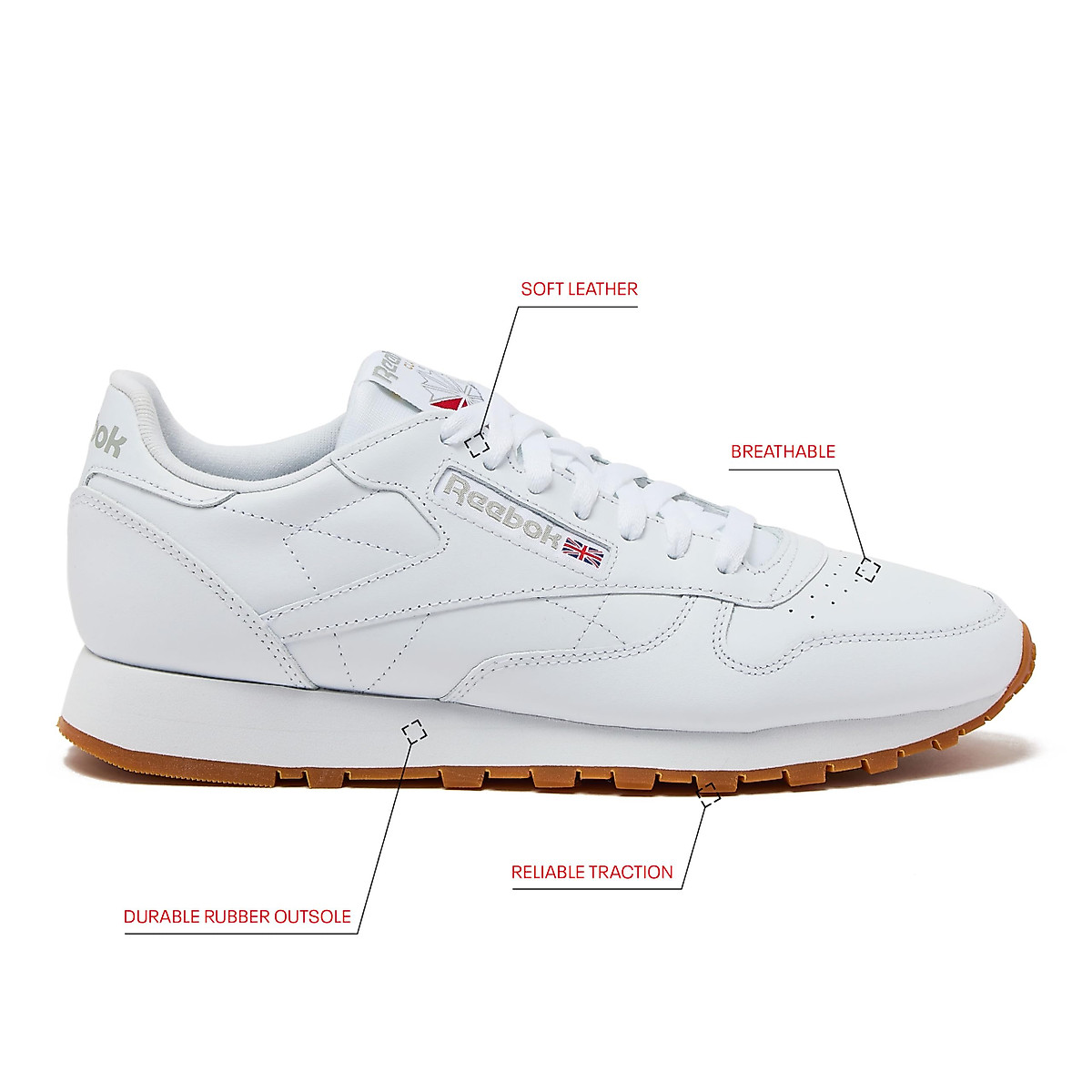 Reebok Unisex Classic Leather Sneaker, FTWR White/Pure Grey 3 Rubber Gum-03, 13 US Men