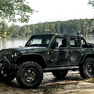 Bushwacker Jeep Flat Style Front Fender Flares | 2-Piece Set, Black, Textured Finish | 10053-07 | Fits 2007-2018 Jeep Wrangler JK