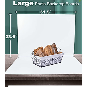 32x24in Photo Backdrop Boards for Food Photography Double Sided White Flat Lay Backdrops for Product Photography