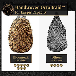 Bloomoak Slow Feed Hay Net for Horses, 40" Hay Bag with 2 inch Hole for Horse and Goat, Heavy Duty PE,Easy Fill with Rings…