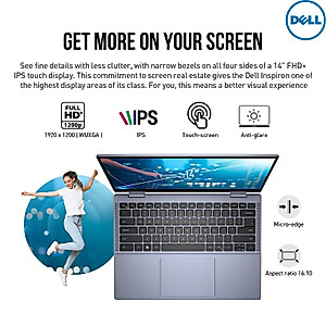 Dell Inspiron 14 2 in 1 Touchscreen Laptop, 14 Inch FHD+ Touch Screen Convertible, AMD Ryzen 5, 8GB RAM 256GB SSD, Windows 11 Pro, Lifetime Microsoft Office, Backlit Keyboard, Fingerprint Reader, HDMI