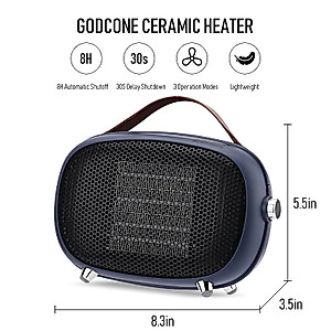 Small Space Heater Fan Portable Electric Space Heater for Bedroom with Tip-Over & Overheat Protection Mini Ceramic Heater for Office Desk Indoor Use