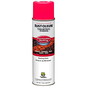 Rust-Oleum 264702-12PK Industrial Choice M1400 System Water-Based Construction Marking Paint, 17 oz, Fluorescent Pink, 12 Pack