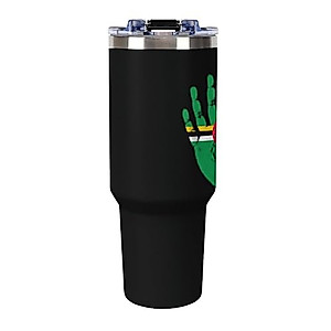 Dominica Flag Palm Print 40oz Water Bottle Double Wall Insulated Tumbler with Handle Leakproof Travel Mug Black-style