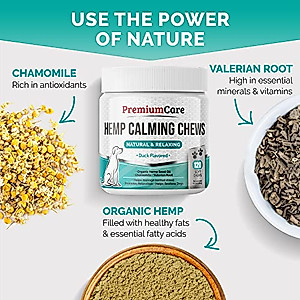 PREMIUM CARE Hemp Calming Chews for Dogs, Made in USA, Helps with Dog Anxiety, Separation, Barking, Stress Relief, 9.3 oz (264g), 120 count