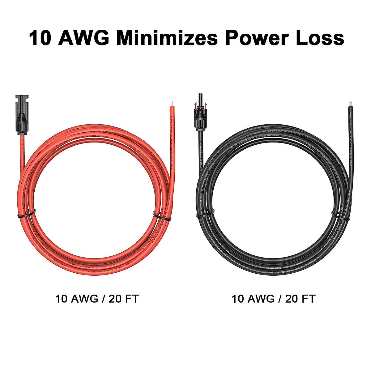 Kohree 20 Feet Solar Panel Extension Cable: 10AWG with Female and Male Connectors,6mm Solar Panel Wires with Extra Free Connectors Extension Adaptor Kit Tool for RV Solar Panel(20FT Red + 20FT Black)