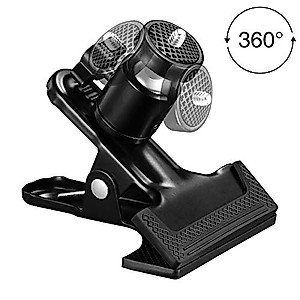 SUPON Multi-Function Tripod Camera Clip Clamp Flash Holder Mount with 360 Swivel Photography Ball-Head 1/4" Threaded Screw for Camera Tripod, SLR, DSLR, Video Cameras,Studio Backdrop Camera