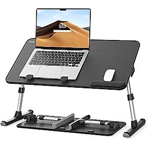 Laptop Desk for Bed, SAIJI Height & Angle Adjustable Laptop Stand for Bed, Lap Desk Bed Tray Table, Light Weight Foldable Portable Laptop table for Couch Sofa Chair Floor Desk for Adults, Kids (Black)