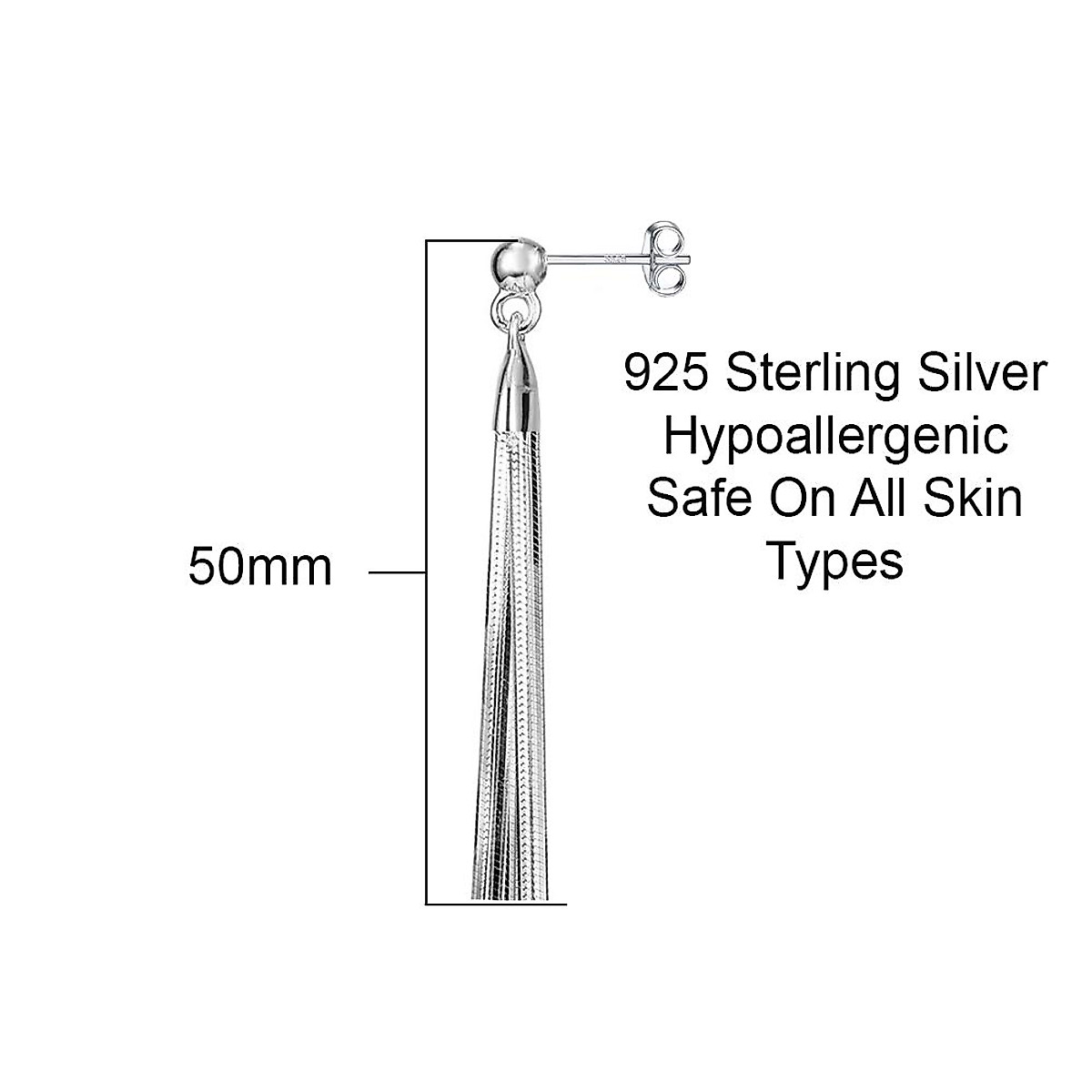 Savlano 925 Sterling Silver White Yellow & Rose Color Dangle Drop Tassel Threader Stud Women Earrings (White)