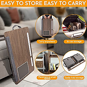 Lap Laptop Desk-Fits Up to 17.3 Inch Foldable Laptop Bed Tray Table with Adjustable Dual Cushion,Portable Wood Laptop Stand for Sofa Bed,Laptop Desk with Multifunctional Slot（Coffee Color）