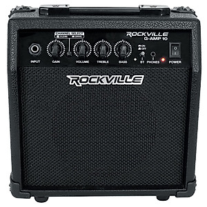 Rockville G-AMP 10 Watt Guitar Amplifier Amp with Bluetooth + Clean/Distortion