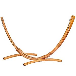 Lazy Daze Hammocks 10 FT Outdoor Arc Wood Hammock Stand, 2 Person Russian Pine Hardwood Hammock Stand with Hooks and Chains, for Home Patio Garden Yard Picnic Camp, 300lb Capacity