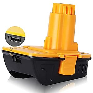 TenHutt 【with USB】 Replace for Devolt 18V to 20V Battery Adapter Converter DCA1820 for Devolt 18V Tools, Convert Devolt 20V Battery DCB203 DCB206 to Devolt 18V XRP NiCd NiMh Battery DC9098 DC9096