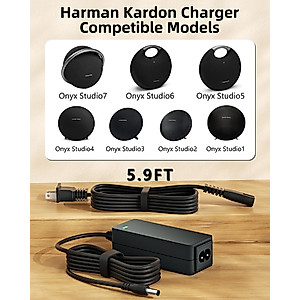 for Harman Kardon Charger Onyx Studio 7 6 5 4 3 2 1 Wireless Bluetooth Speaker Replacement Harmon Kardon Charger 19V AC Power Cord Supply【10 FT】 VHBW