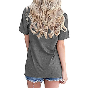 Happy Camper Women's Graphic Tee, Cute & Funny Camping Shirt, Short Sleeve Casual Top (XL, Grey)