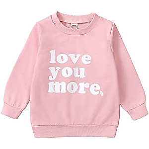 Willow Dance Valentine's Day-Toddler Baby Boy Girls Clothes Letter Printed Long Sleeve Pullover Sweatshirt Shirt Sweater Tops pink 12-18 Months