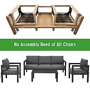 LIRUXUN 4-Piece Outdoor Patio Furniture Set Sectional Sofa Set Coffee Table 3-seat Sofa Table