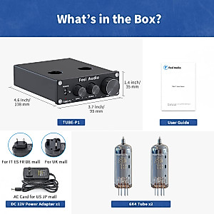 Fosi Audio P1 Tube Preamplifier Mini Hi-Fi Stereo Preamp 6K4 Valve Vacuum Pre-amp with Treble Bass Tone Control for Home Theater HiFi System(not for Turntable)