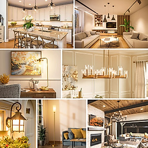 E12 Edison LED Light Bulbs 40 Watt Equivalent Candelabra, Dimmable 2700K Warm White T6 Clear LED Bulbs 4W 400lm Vintage T25 for Chandelier Ceiling Fan, Tubular Small Filament Bulbs, 6 Packs