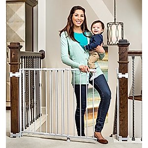 Regalo 2-in-1 Stairway and Hallway Wall Mounted Baby Gate, Bonus Kit, Includes Banister and Wall Mounting Kit