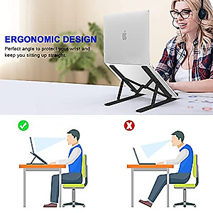 Laptop Stand,Lightweight Portable Foldable Lifting Computer Stand, Plastic 6-Angle Adjustable Laptop Stand, Ergonomic, Light and Strong, Suitable for MacBook Air Pro, Dell, and All Brand laptops