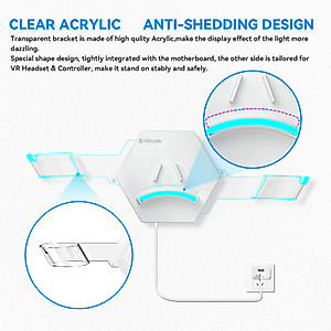 RCstyle Hibloks VR Wall Mount Charging Dock for Meta/Oculus Quest 2, RGB LED VR Stand for Meta/Oculus Quest 2 Accessories,Magnetic Charging Station for Quest 2 Headset and Controller