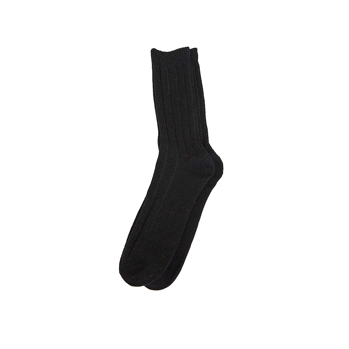 State Cashmere Unisex Ribbed Socks 100% Pure Cashmere Super Soft Bed Cuff Socks (Black, Small/US 6-11)