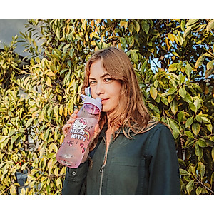 Hello Kitty Rainbow Treat And Stars Water Bottle W/Lid, Plastic