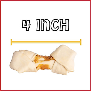 Pet Factory Twistedz American Beefhide 4-5" Knotted Bones Dog Chew Treats w/ Real Chicken Meat Wrap - 3 Count/1 Pack