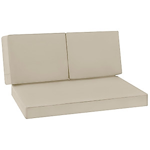 Favoyard Outdoor Loveseat Cushion Set 46 x 26 Inch Waterproof & 3-Year Fade Resistant Patio Furniture Cushions with Removable Cover, Ties and Hidden Zipper for Sofa Bench Couch pads Set of 3, Beige