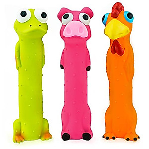 CHIWAVA 3 Pack 9" Squeaky Latex Dog Toys Standing Stick Animal Puppy Fetch Interactive Play for Small Medium Dogs